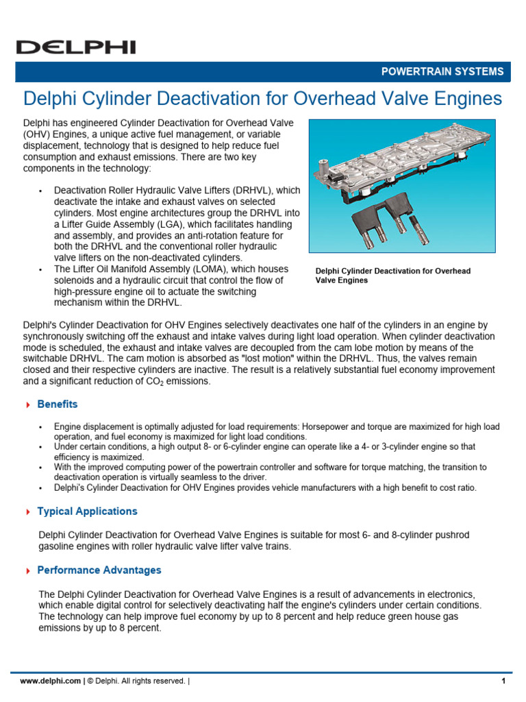 Cylinder Deactivation Overhead Valve Engines | PDF | Engines | Machines