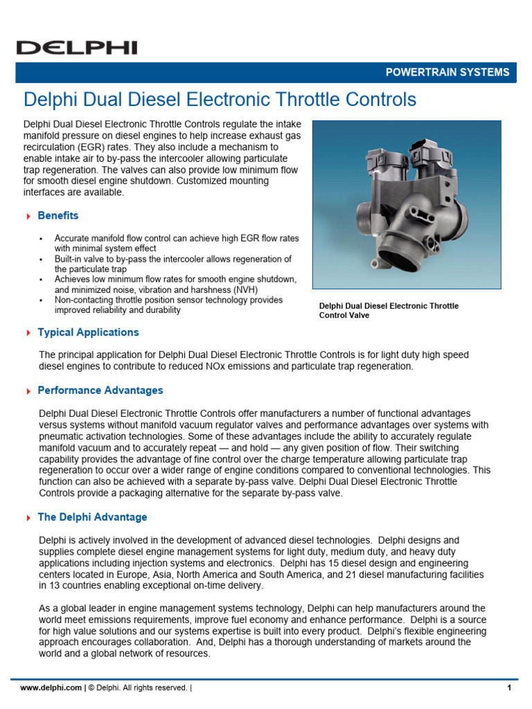 Delphi Diesel Throttle Control Overview | PDF | Diesel Engine | Throttle