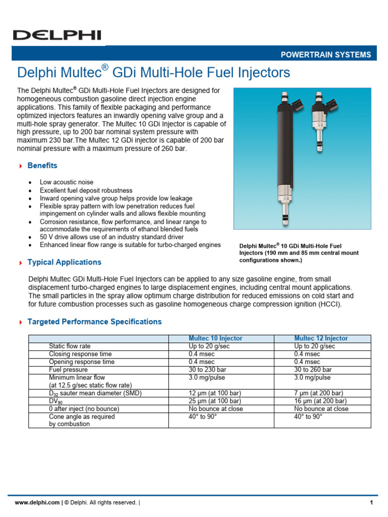 Multec Gdi Multi Hole Fuel Injectors | PDF | Fuel Injection | Engines