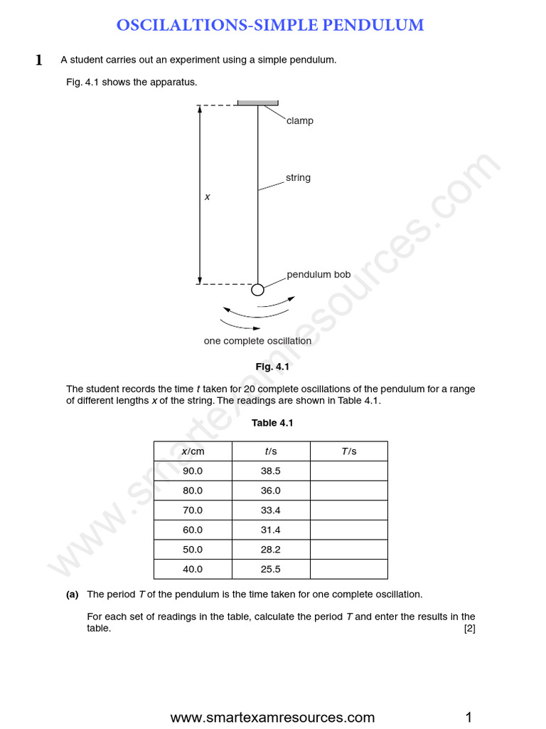 1.0.0 Oscillations Simple Pendulum Set 3 QP Ms | PDF | Pendulum ...