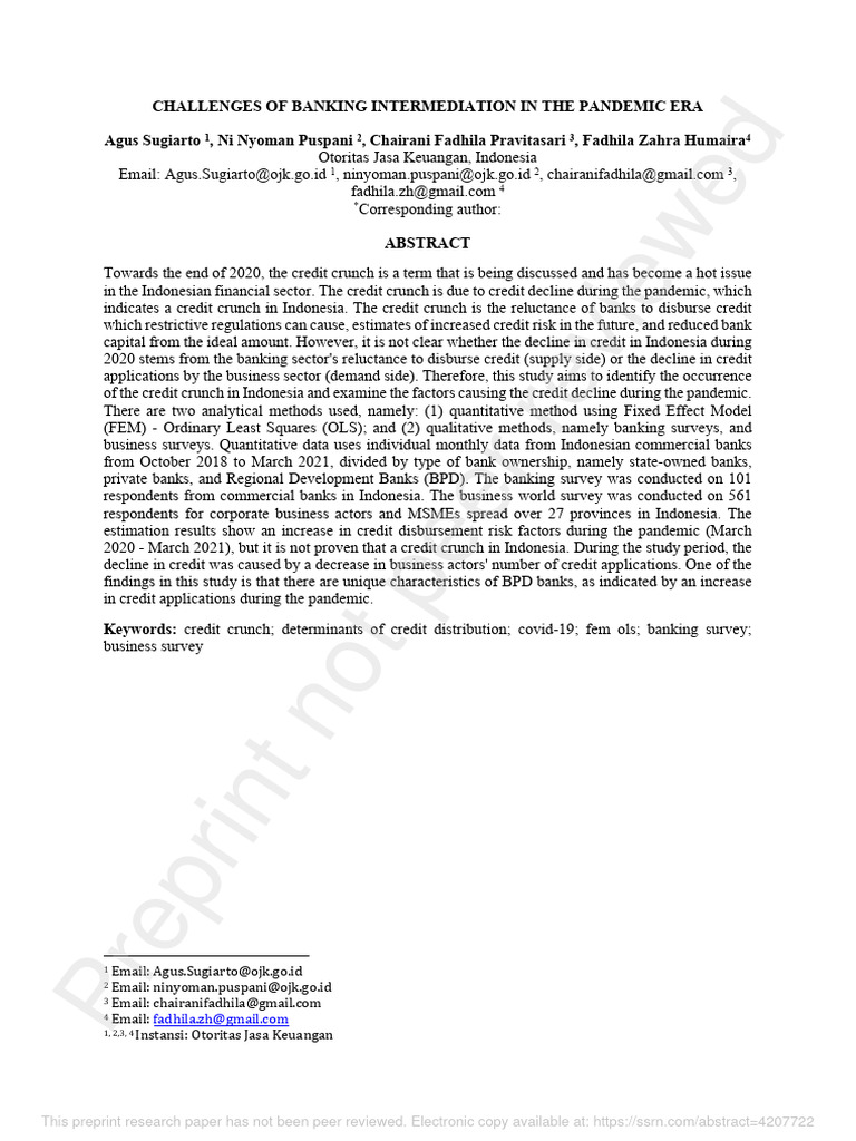 SSRN-id420772 | PDF | Banks | Survey Methodology