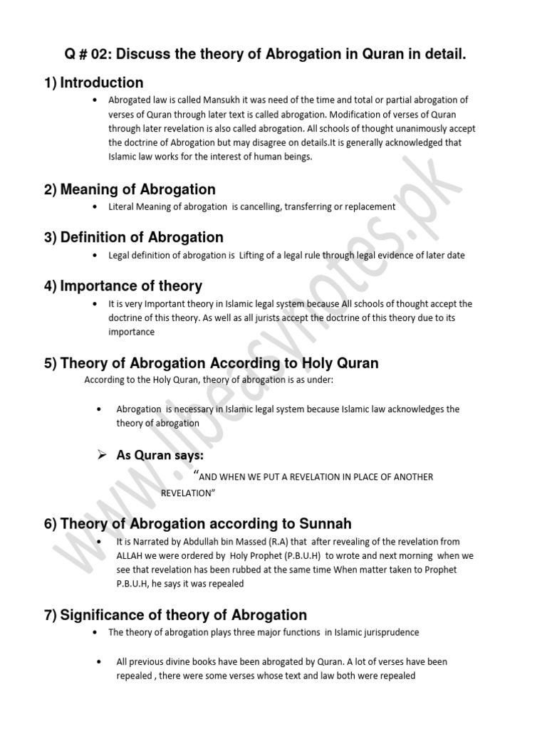2.theory of Abrogation | PDF | Quran | Islam