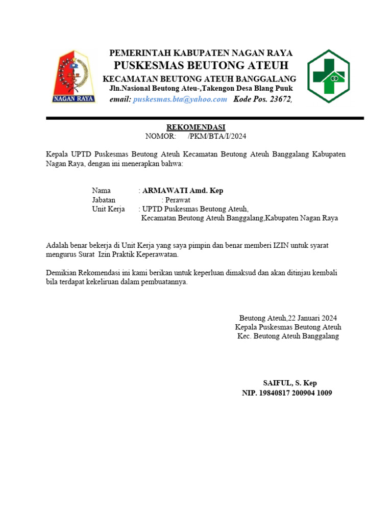 Surat Rekom Sip Arma | PDF