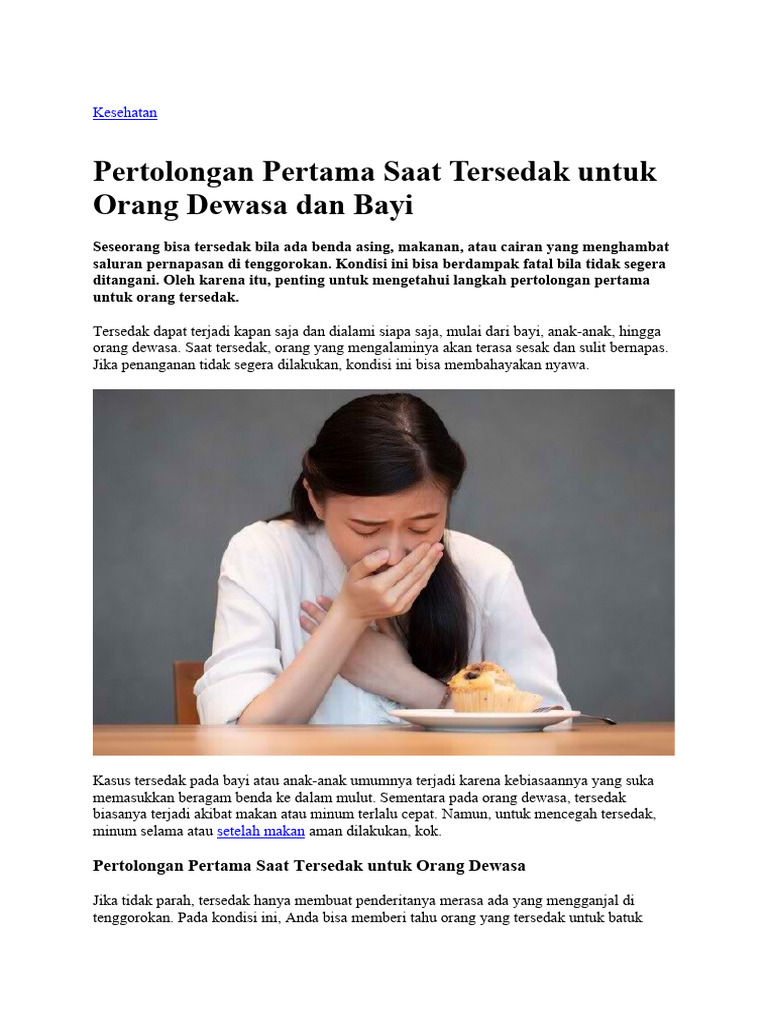 PERTOLONGAN PERTAMA SAAT TERSEDAK PADA ORANG DEWASA DAN BAYI | PDF PERTOLONGAN PERTAMA SAAT TERSEDAK PADA ORANG DEWASA DAN BAYI | PDF