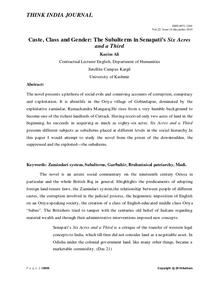 Caste_Class_and_Gender_The_Subalte_rns_i | PDF | Caste