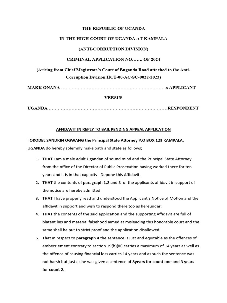 Submissions of Response To Bail Pending Appeal. Final | PDF | Bail | Criminal Procedure In South ...