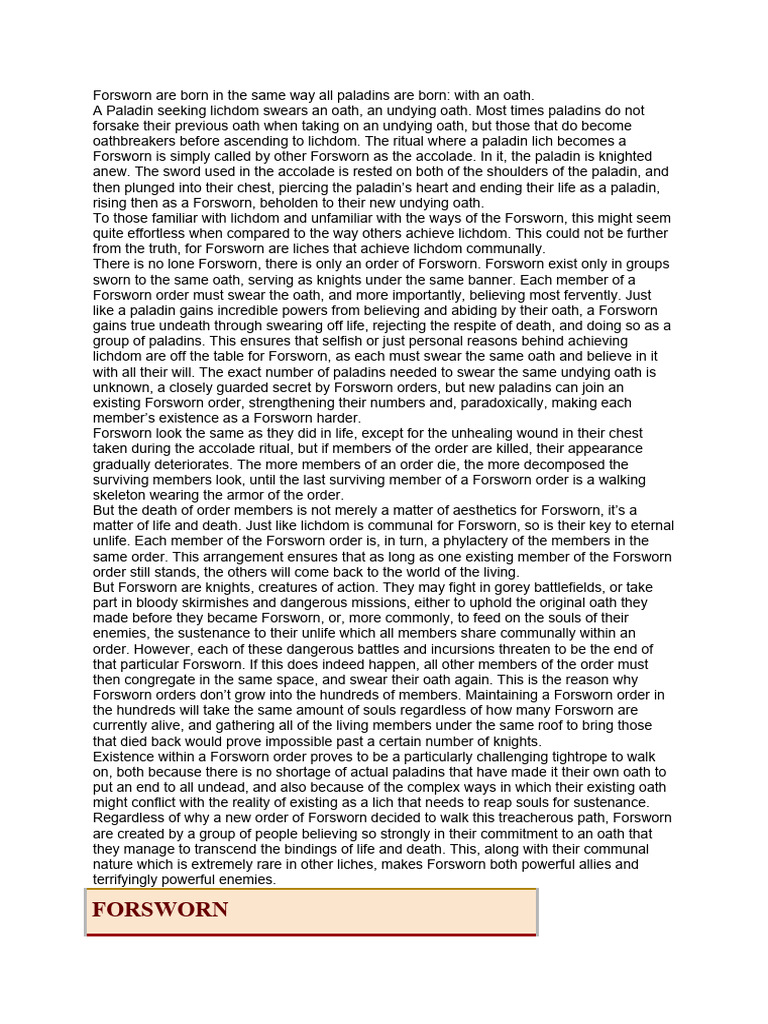 Paladin Lich Stat Block | PDF