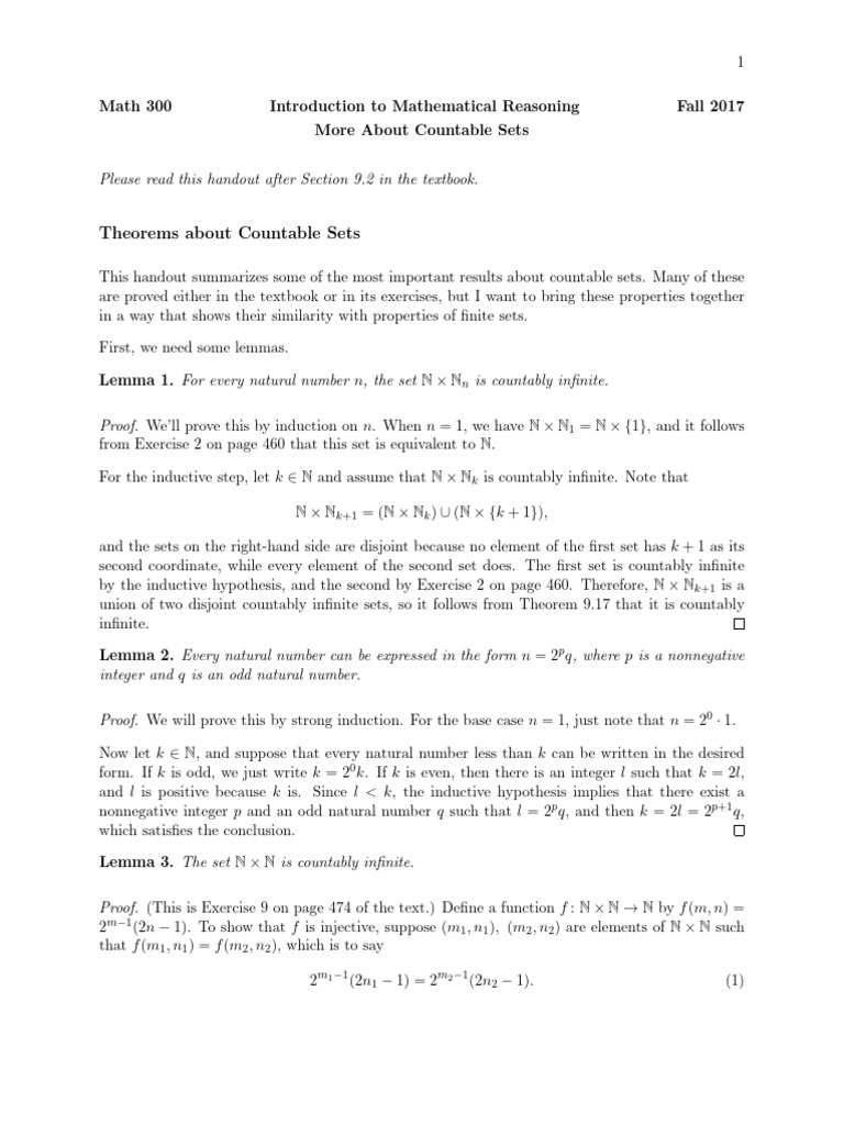 countable-sets | PDF | Set (Mathematics) | Mathematical Proof