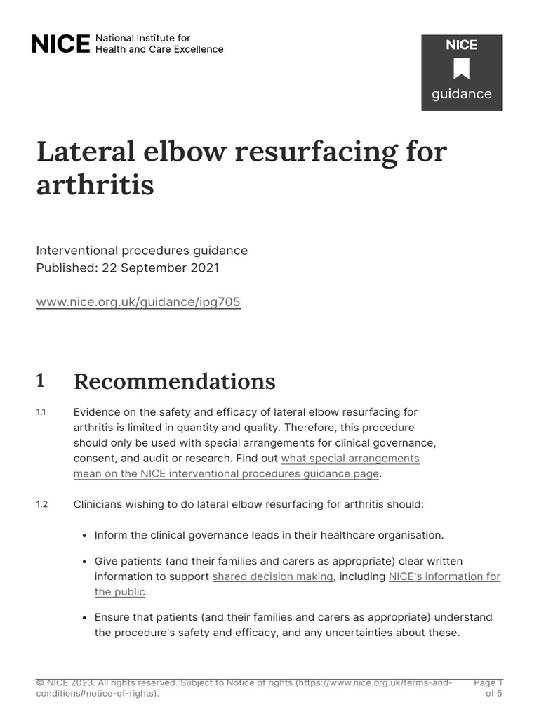 Lateral Elbow Resurfacing Guidance | PDF | Osteoarthritis | Elbow