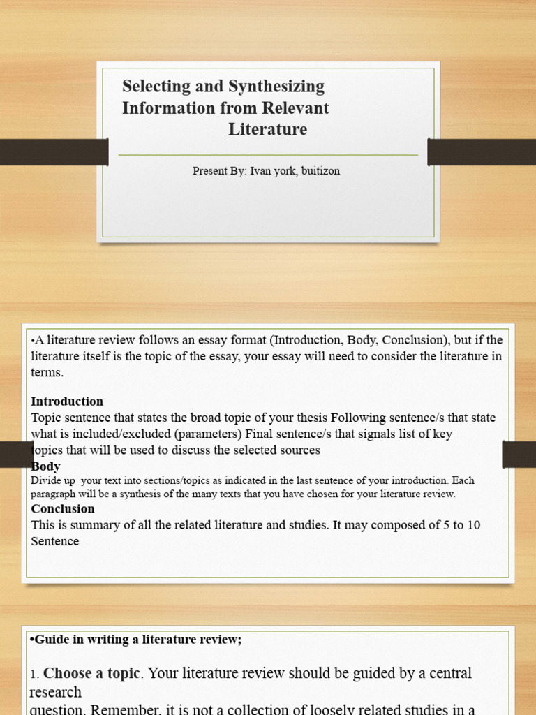 Selecting and Synthesizing Information From Relevant Literature | PDF | Science & Mathematics
