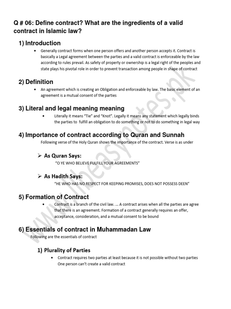 Contract | PDF | Offer And Acceptance | Sharia