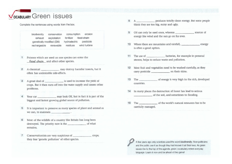 C1 Vocabulary Green Issues | PDF
