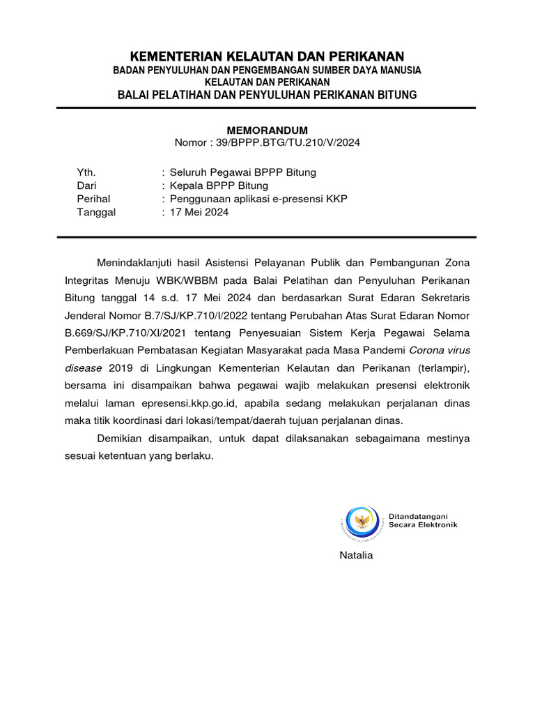 Panduan E-Presensi KKP untuk Pegawai | PDF