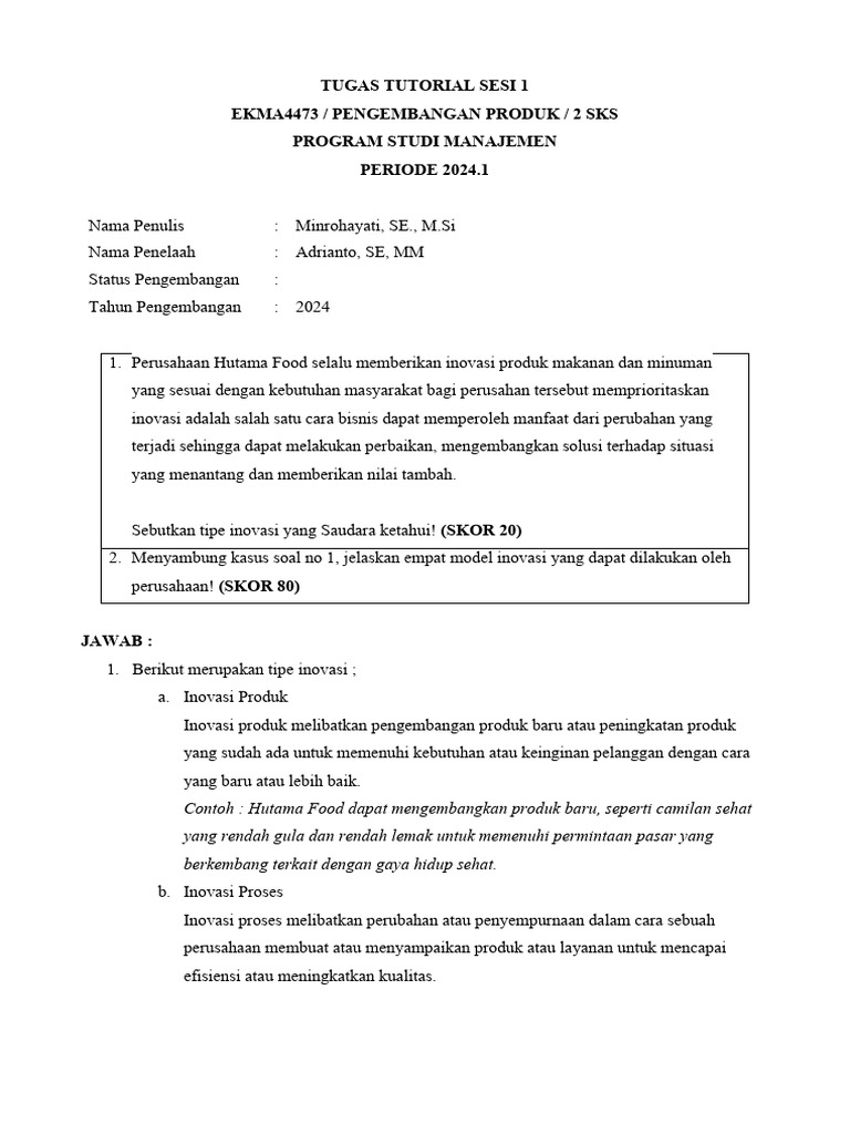 Tugas 1 - Ekma4473 | PDF | Bisnis | Pengelolaan Keuangan & Uang