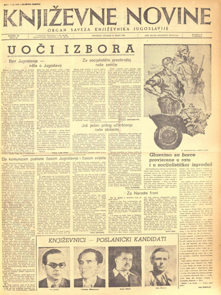 Knjizevne Novine 1950 03 21 | PDF