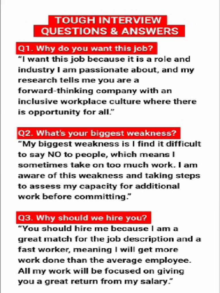 Job Interview Questions 1 | PDF