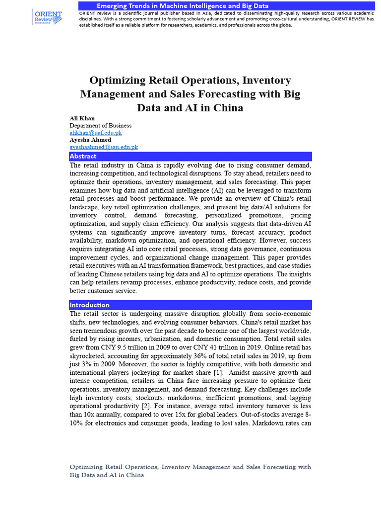 Optimizing Retail Operations | Download Free PDF | Artificial Intelligence | Intelligence (AI ...