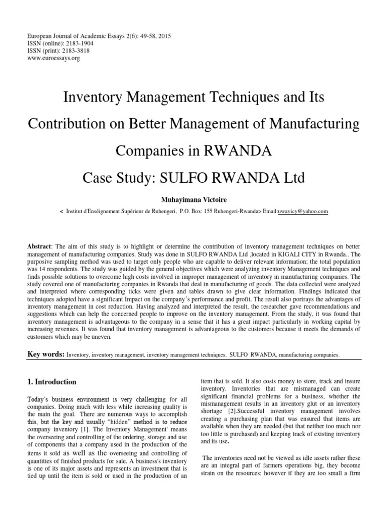 Inventory Management Techniques and Its | PDF | Inventory | Business