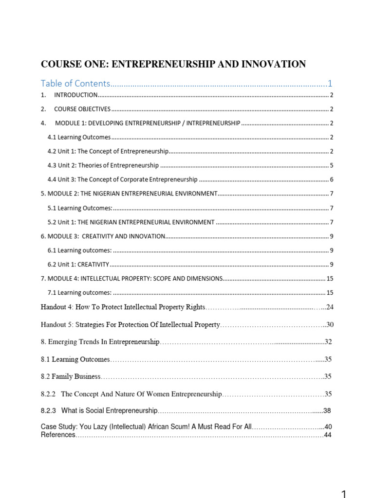 EEP 3201 Entrepreneurship and Innovation | PDF | Entrepreneurship | Intellectual Property
