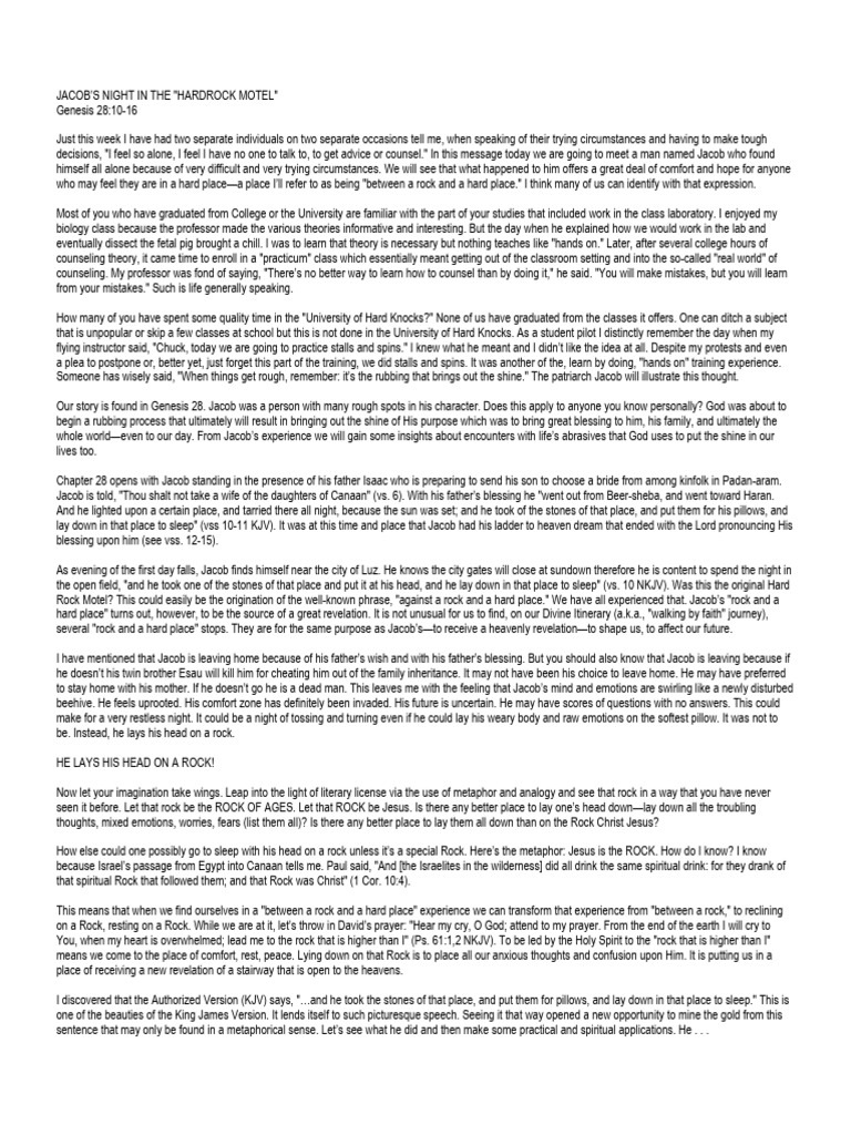 Jacob Night in The Hardrock Motel | PDF | Jacob | Jesus