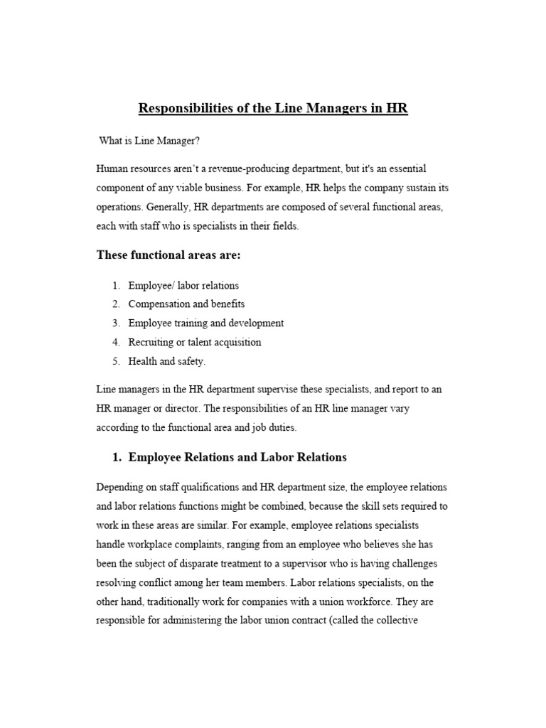 Role of Line Manager in HRD | PDF | Occupational Safety And Health ...