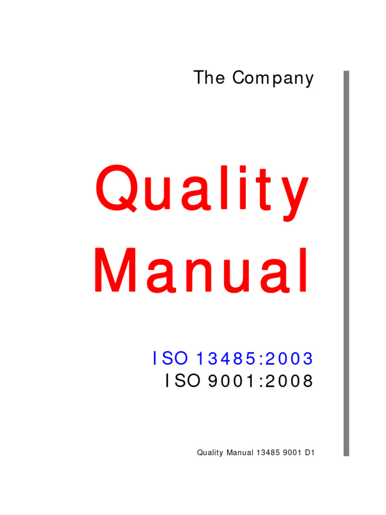 ISO 13485 Quality Manual Example 2 | PDF | Quality Management System ...