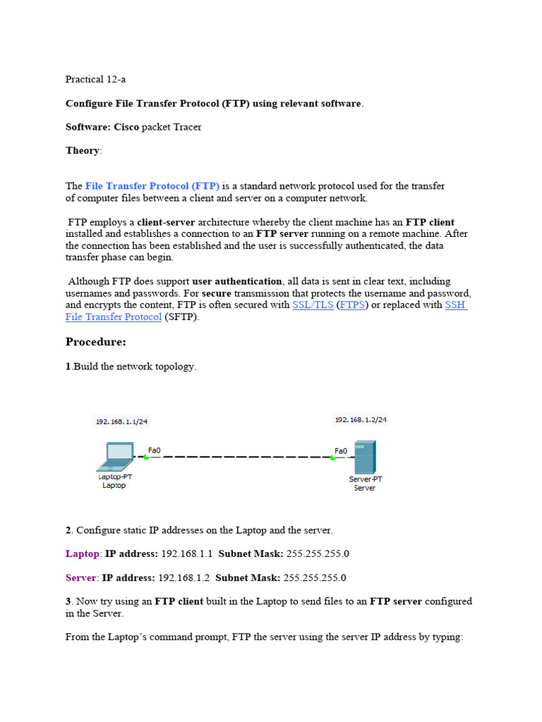 Practical-12 A - FTP | PDF | File Transfer Protocol | Application Layer Protocols