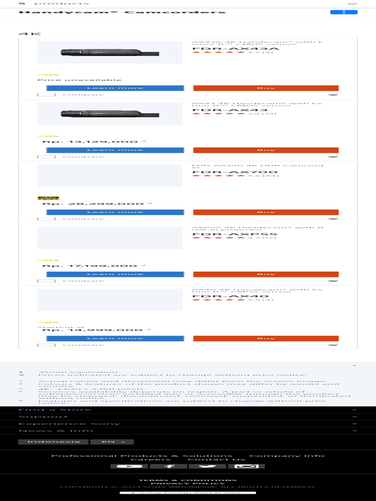 4K Handycam® Camcorders Sony Indonesia | PDF | Information And Communications Technology | Recording