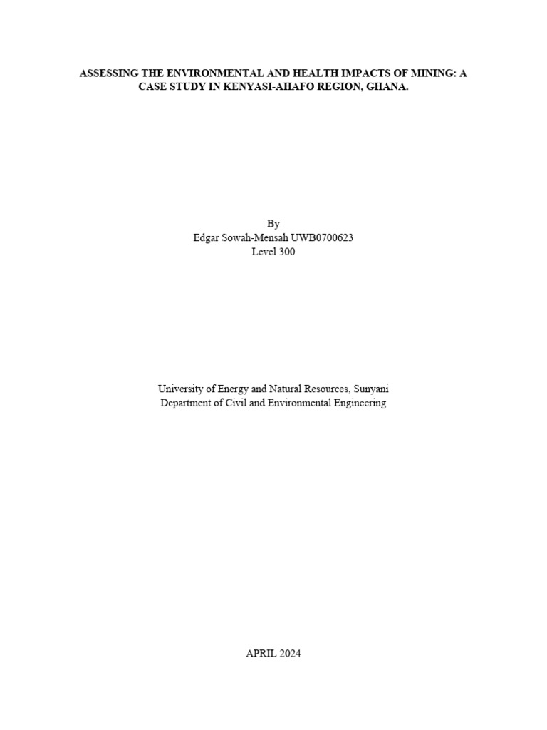 Mining's Environmental Impact in Kenyasi | PDF | Mining | Sampling ...