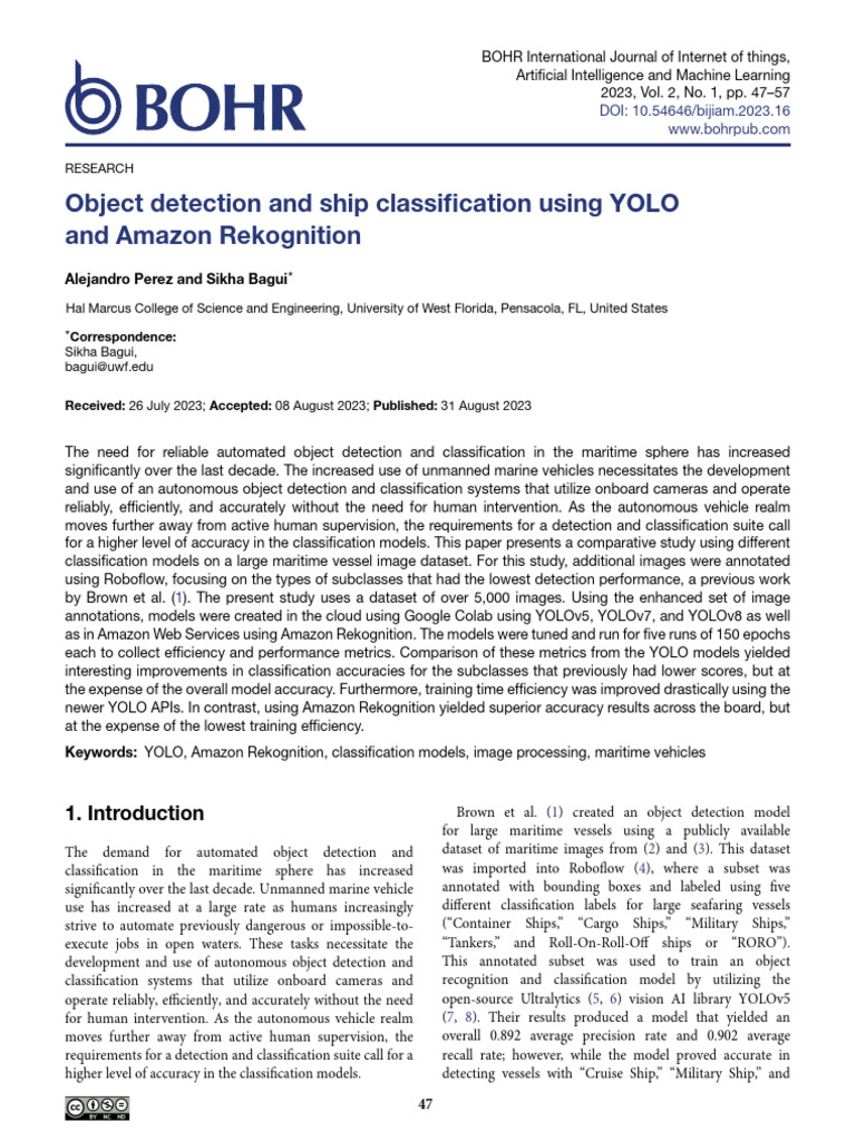 Object Detection And Ship Classification Using Yolo And Amazon Rekognition Pdf Computing