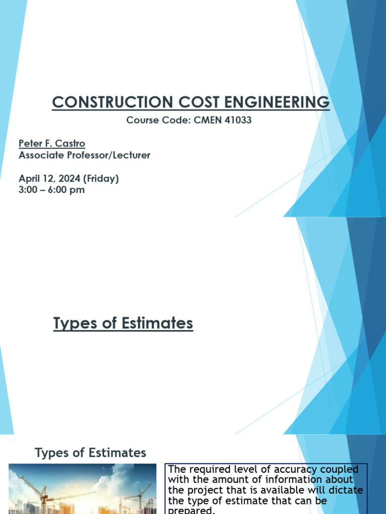 Construction Cost Estimating Types | PDF | Concrete | Cost