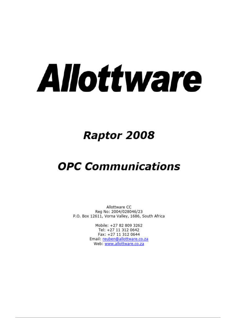 Raptor - OPC Client & Server Configurations - Rev 1 | PDF ...