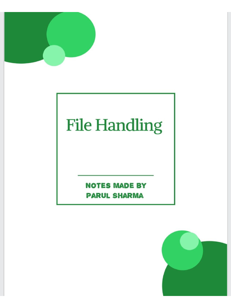 File Handling Notes | PDF File Handling Notes | PDF