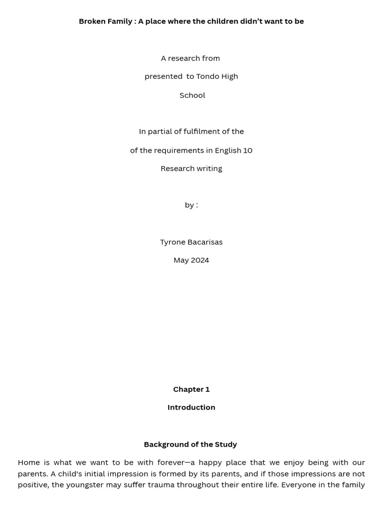 Impact of Broken Families on Children | PDF | Family | Divorce