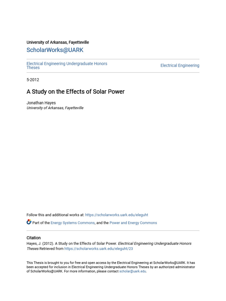 A Study On The Effects of Solar Power | PDF | Data Acquisition ...