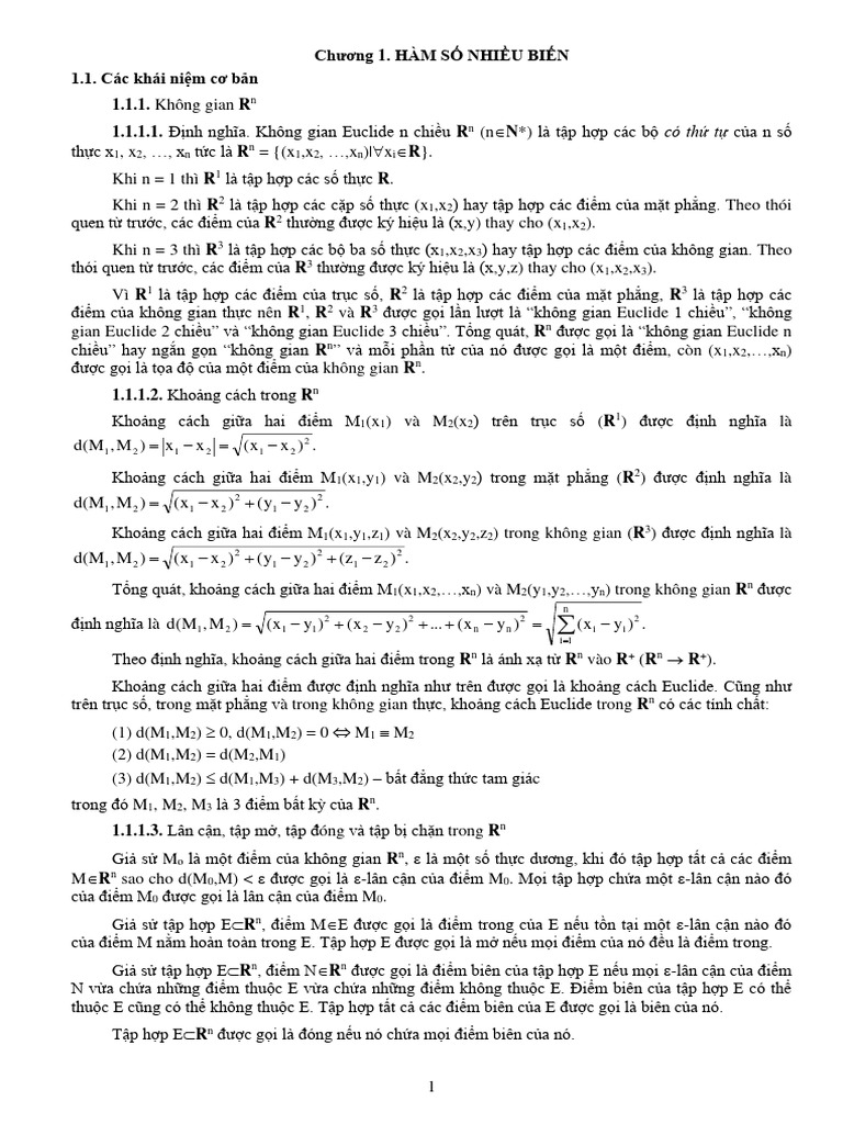 Bai Giang Giai Tich 2. Chuong 1 | PDF