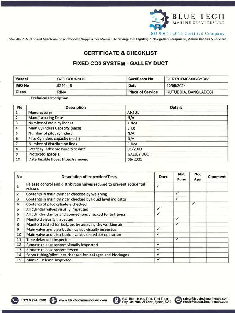 Annual Fixed CO2 Galley Duct | PDF
