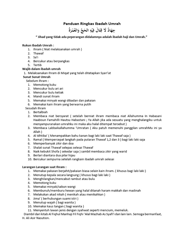 Panduan Ringkas Ibadah Umrah | PDF