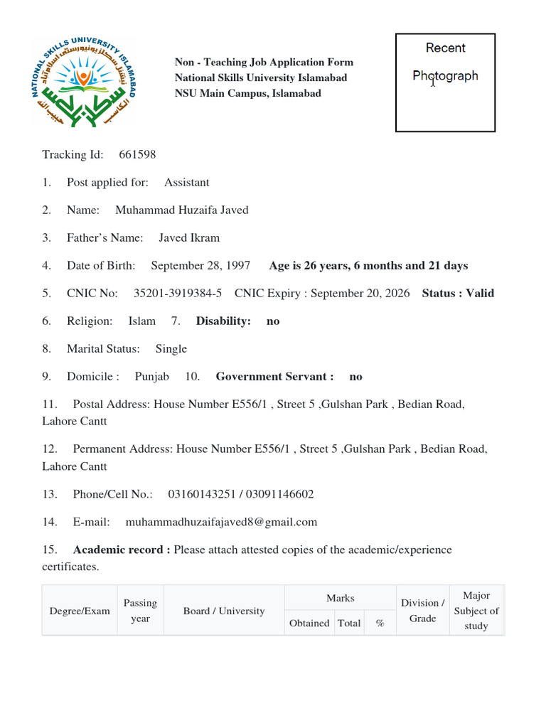 NSU Assistant Application | PDF