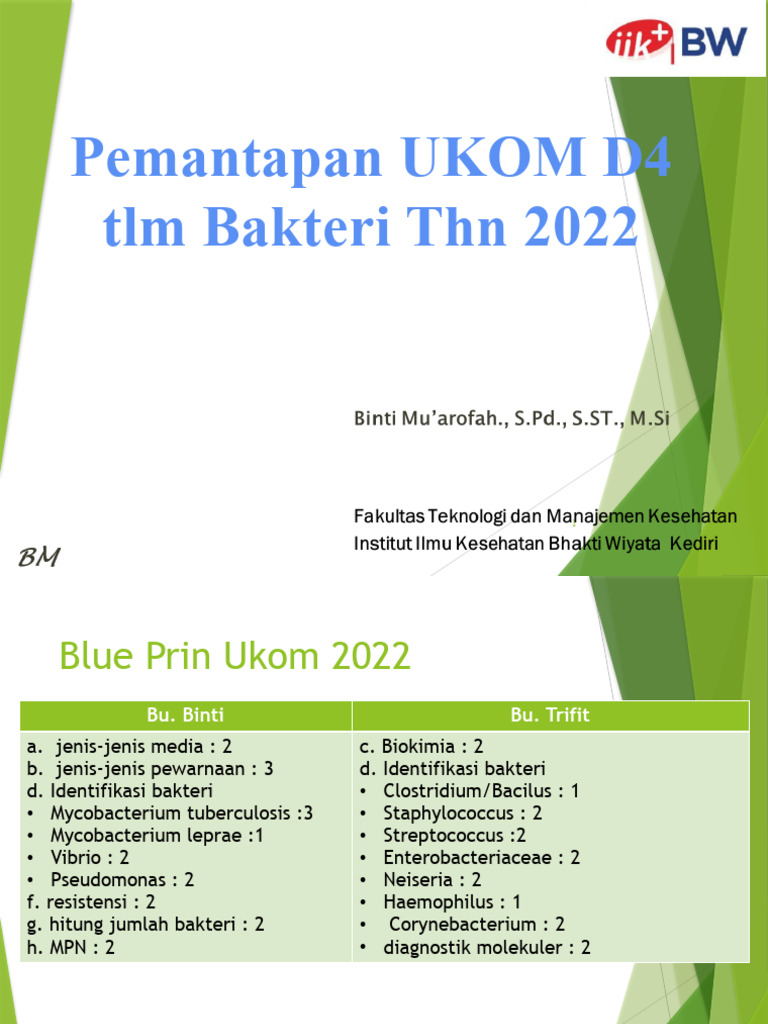 Pemantapan UKOM D4 TLM Bakteri THN 2022 | PDF