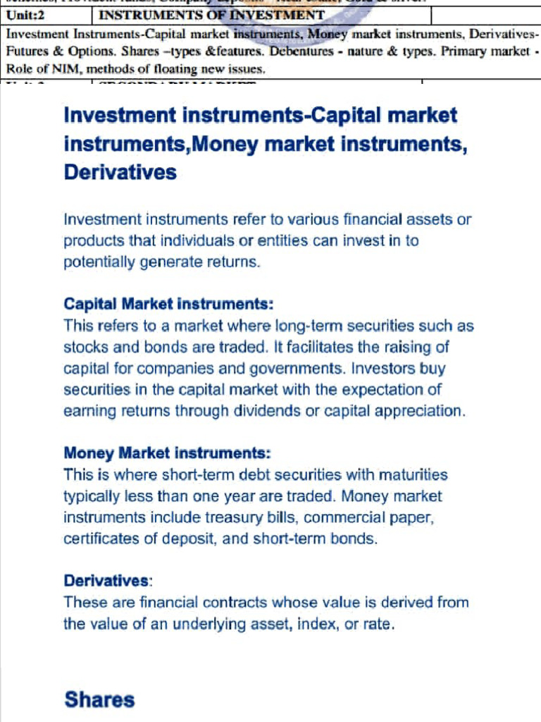 IM Unit-2 | PDF | Stocks | Financial Markets