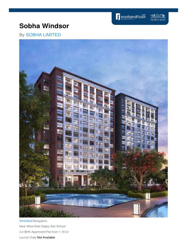 Sobha Windsor: Luxury Apartments in Whitefield | PDF | Apartment