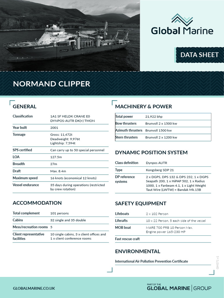Spec. For Normand Clipper | PDF | Ships | Shipping