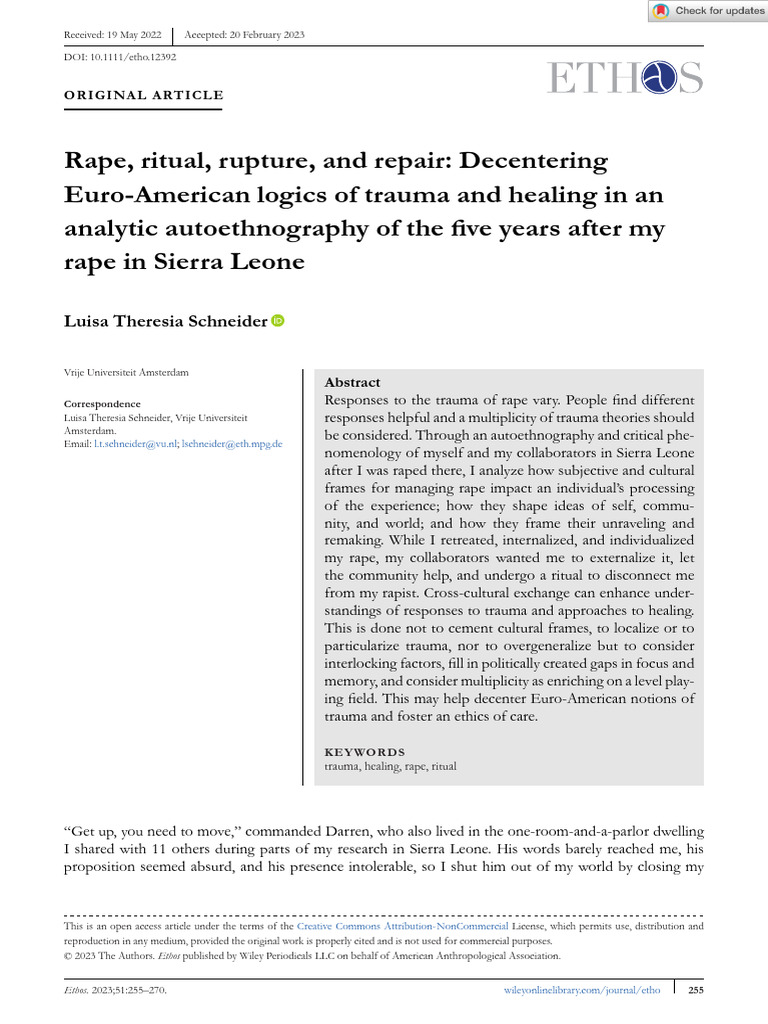 Ethos - 2023 - Schneider - Rape Ritual Rupture and Repair Decentering Euro American Logics of ...