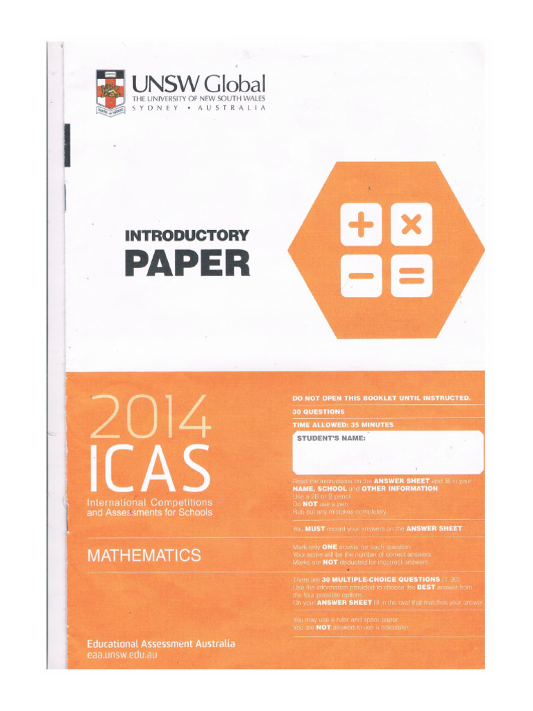 2014 Maths & Answers - Introductory | PDF