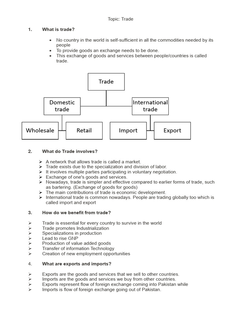 Unit 10 Trade Notes | PDF | Trade | Exports