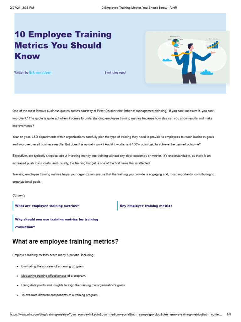 10 Employee Training Metrics You Should Know - AIHR | PDF | Performance Indicator | Return On ...