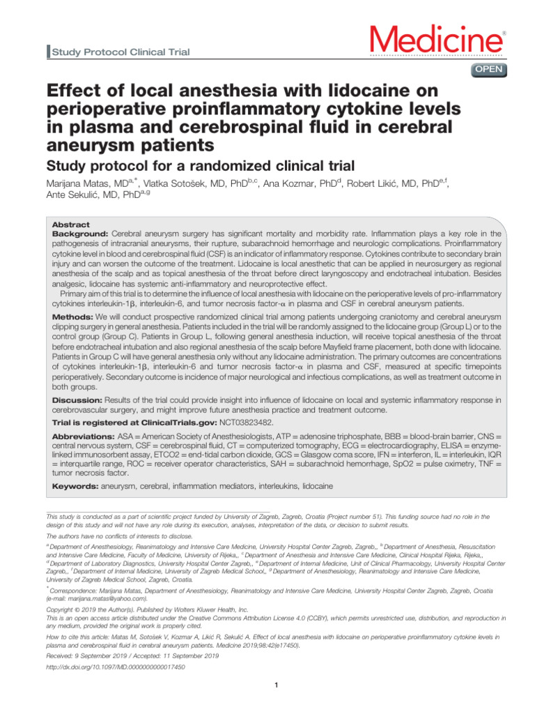 Medicine | PDF | Anesthesia | Cerebrospinal Fluid