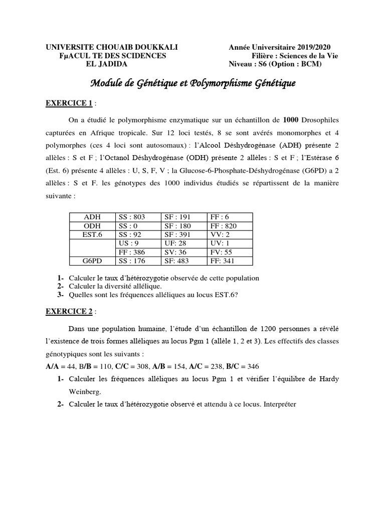 Polymorphisme génétique et analyses statistiques | PDF | Évolution ...