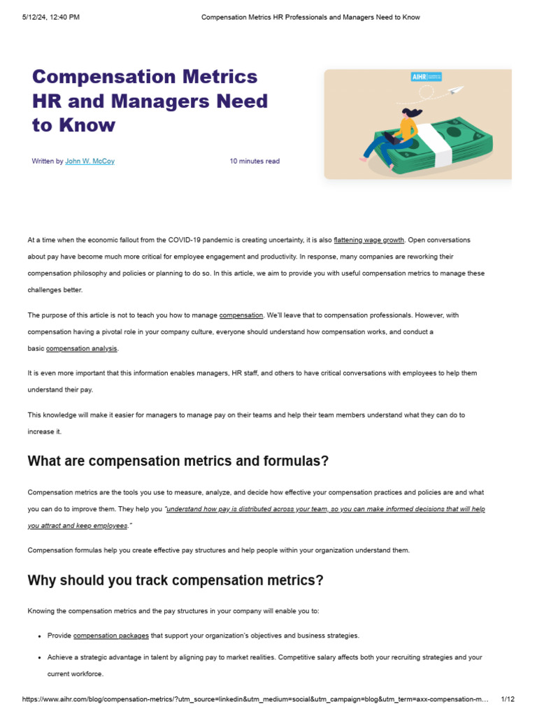 Compensation Metrics HR Professionals and Managers Need To Know ...